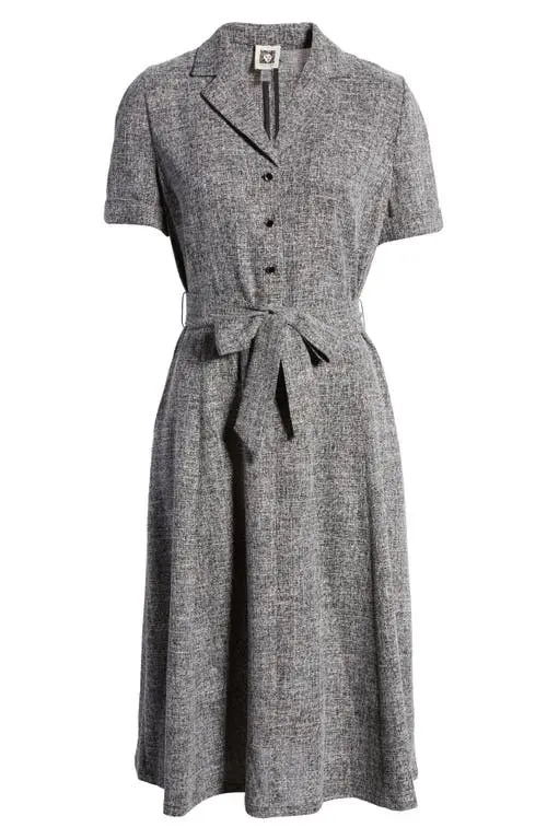 Anne Klein Tweed Shirtdress With Removable Belt