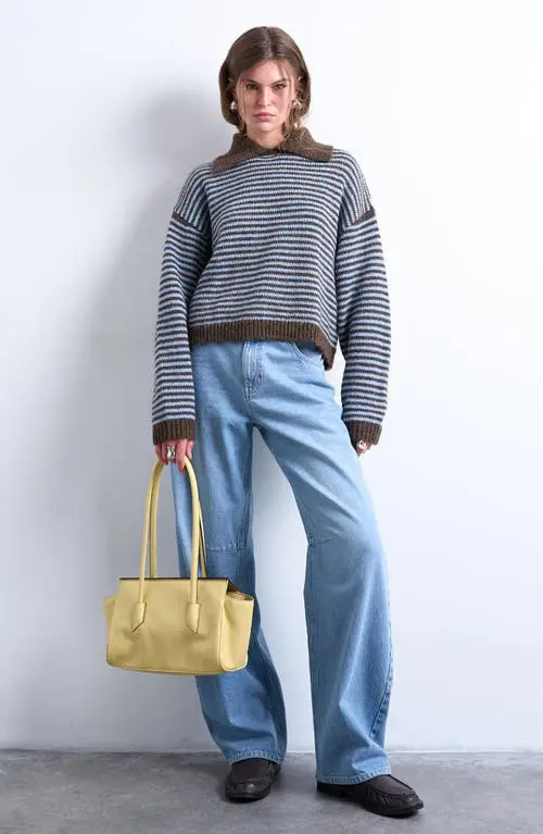 Topshop Striped Polo Sweater