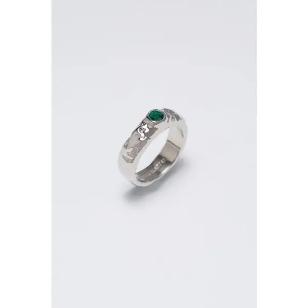CLASSICHARMS Sylvie Cubic Zirconia Molten Stackable Ring - Silver/green