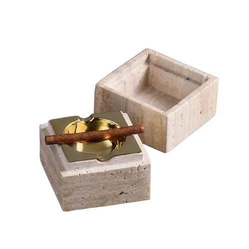 THE COLLECTIVE HOME Travette Cube Ashtray - Beige