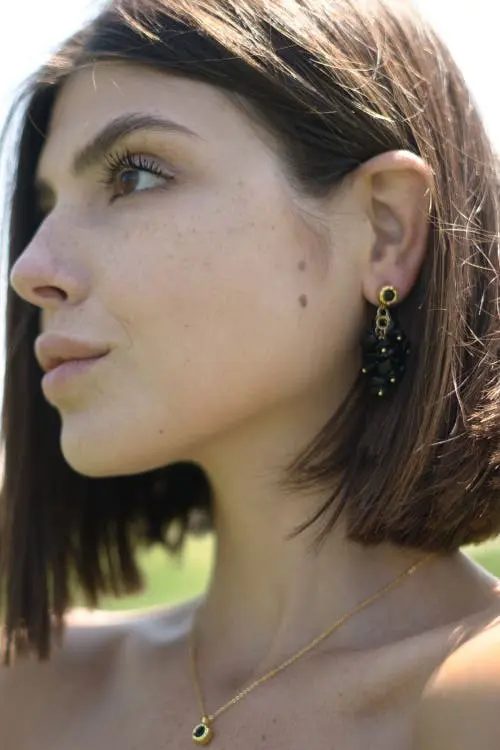 CLASSICHARMS Melanie Obsidian Cascade Cluster Earrings