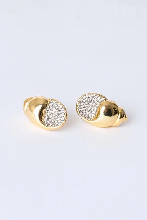 CLASSICHARMS Lexi Crystal Seashell Stud Earrings - Gold