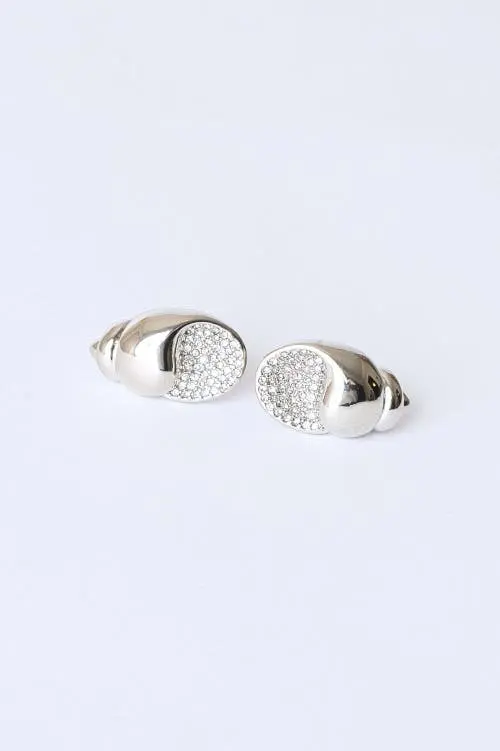 CLASSICHARMS Lexi Crystal Seashell Stud Earrings - Silver