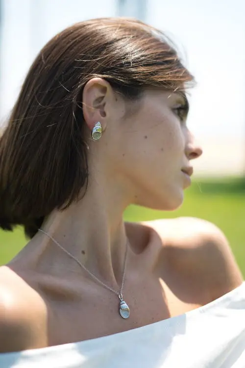 CLASSICHARMS Lexi Crystal Seashell Stud Earrings - Silver