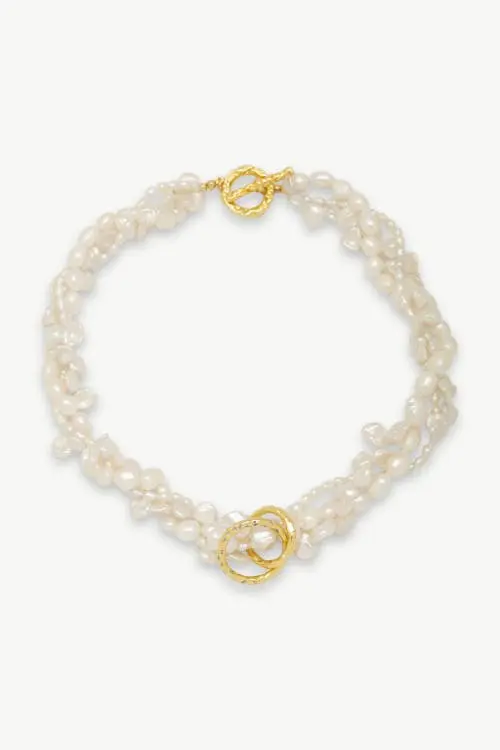 CLASSICHARMS Nina Baroque Pearl Choker Necklace - Gold