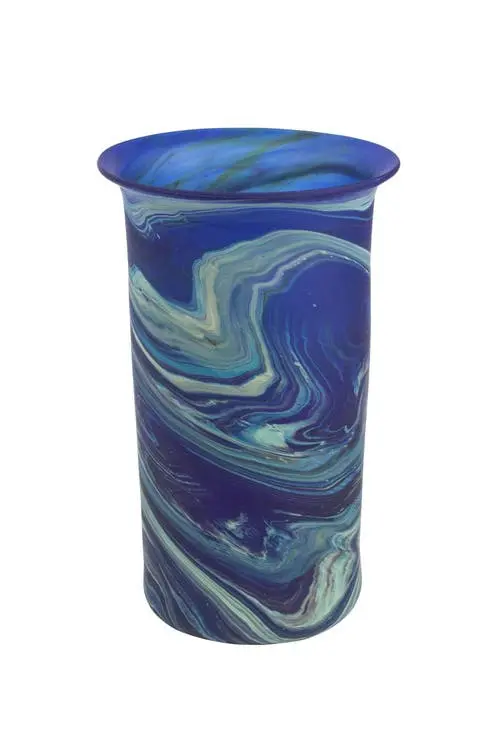 TEN THOUSAND VILLAGES Phoenician Glass Vase - Blue