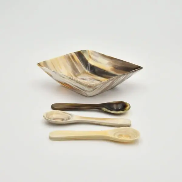 MAADILI COLLECTIVE Horn Spice Bowl With Spoon - Brown