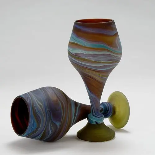 TEN THOUSAND VILLAGES Phoenician Glass Goblet