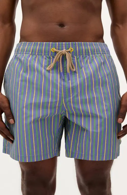 SCALPERS Striped Swimming Trunks - Blue
