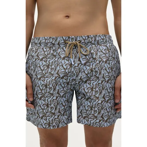 SCALPERS Malibu Print Swim Trunks - Blue