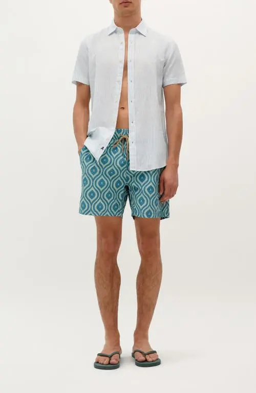 SCALPERS Waved Print Swimming Trunks