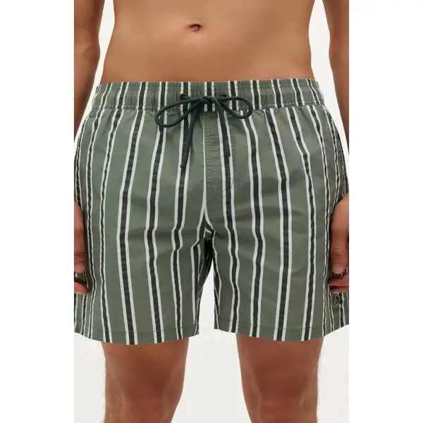 SCALPERS Striped Swim Trunks - Khaki