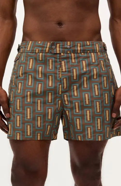 SCALPERS Printed Swim Trunks - Brown