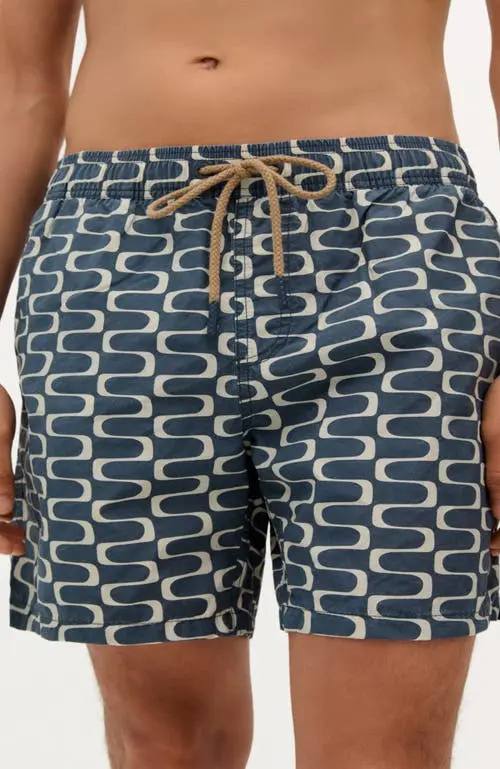 SCALPERS Printed Swim Trunks - Navy