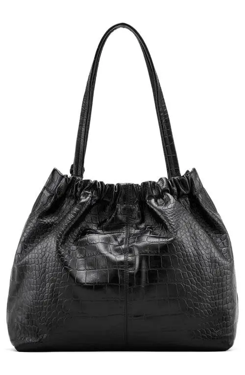 Marc Jacobs Leather Tote With Croc Embossed Exterior
