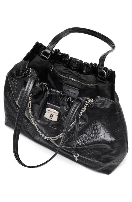 Marc Jacobs Leather Tote With Croc Embossed Exterior