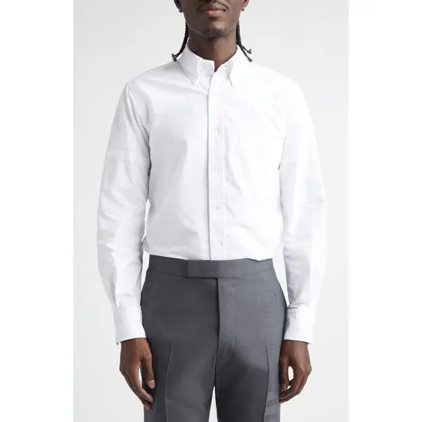 Thom Browne Cotton Oxford Armband Button-down Shirt - White