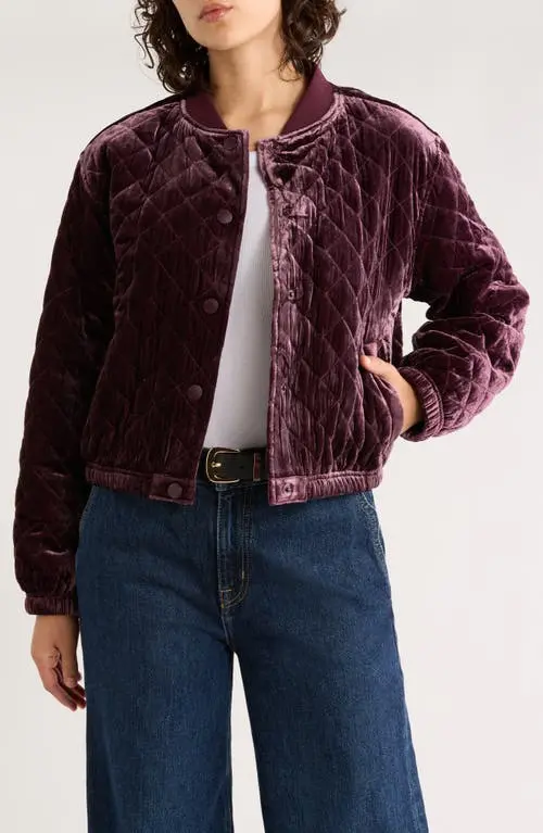 Marine Layer Anita Velvet Quilted Bomber Jacket