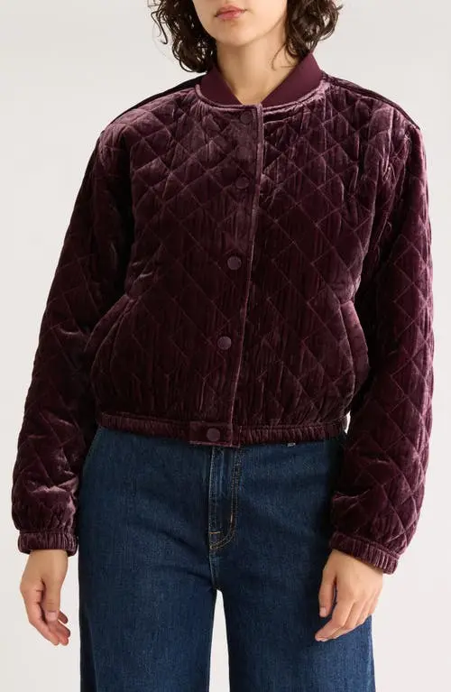 Marine Layer Anita Velvet Quilted Bomber Jacket