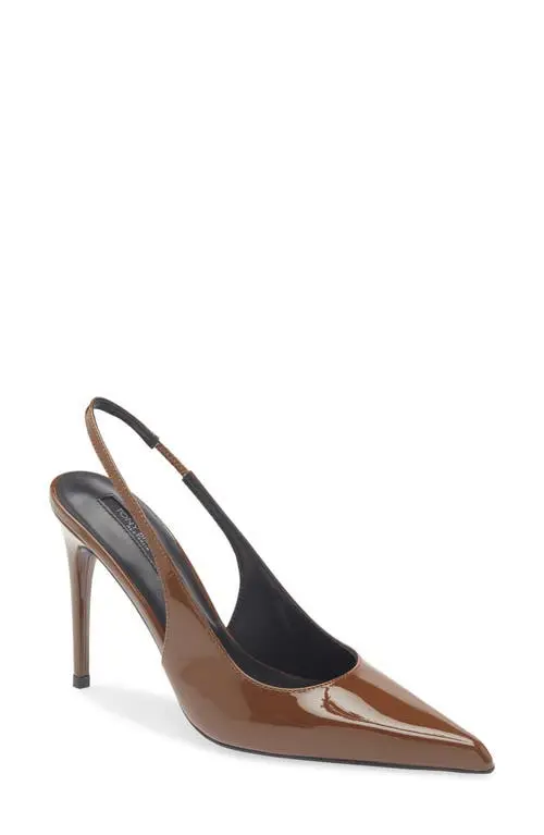 TONY BIANCO Pointed Toe Slingback Pumps - Mocha Patent