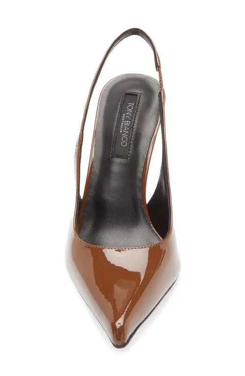 TONY BIANCO Pointed Toe Slingback Pumps - Mocha Patent