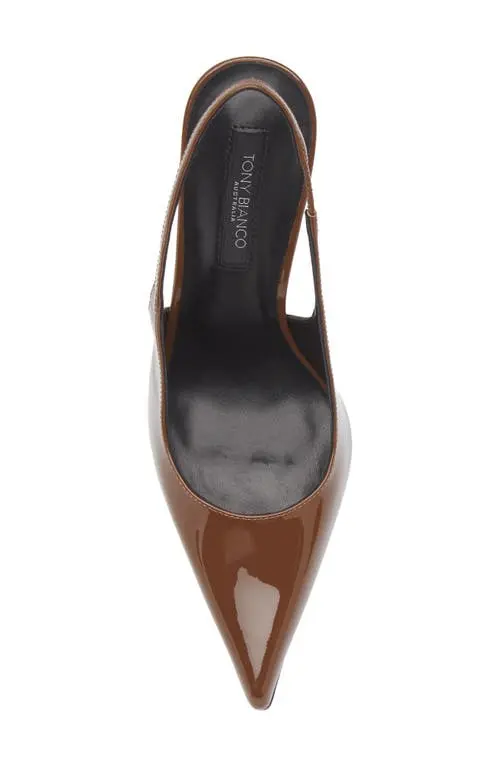 TONY BIANCO Pointed Toe Slingback Pumps - Mocha Patent
