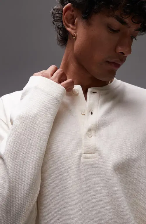 Topman Long Sleeve Waffle Henley