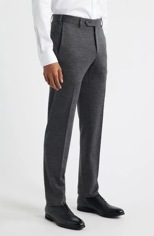 Zanella Parker Flat Front Wool Dress Pants - Charcoal