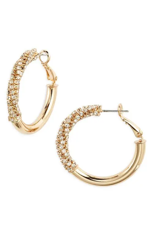 Nordstrom Rhinestone Hoop Earrings - Clear- Gold