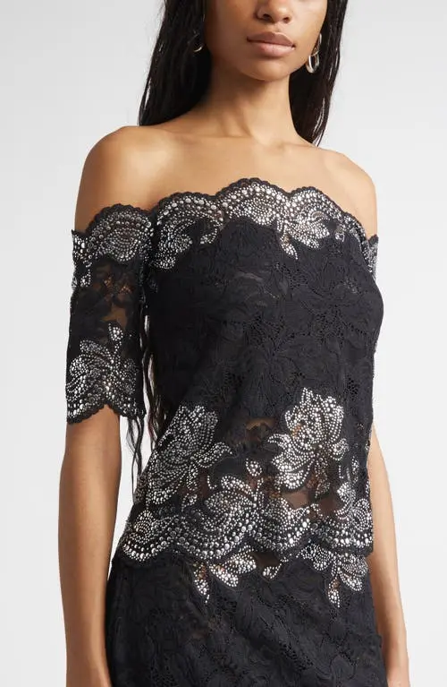 Rabanne Stud Embellished Lace Top