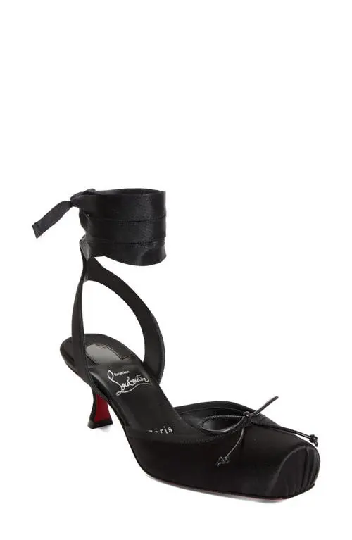 CHRISTIAN LOUBOUTIN Cassia Lace-up Slingback Pump - Black/black