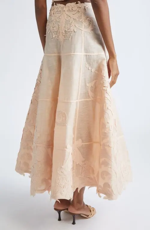 Zimmermann Rebellion Filigree Linen & Silk Midi Skirt