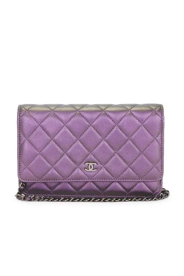 Chanel Lambskin Wallet On Chain - Purple