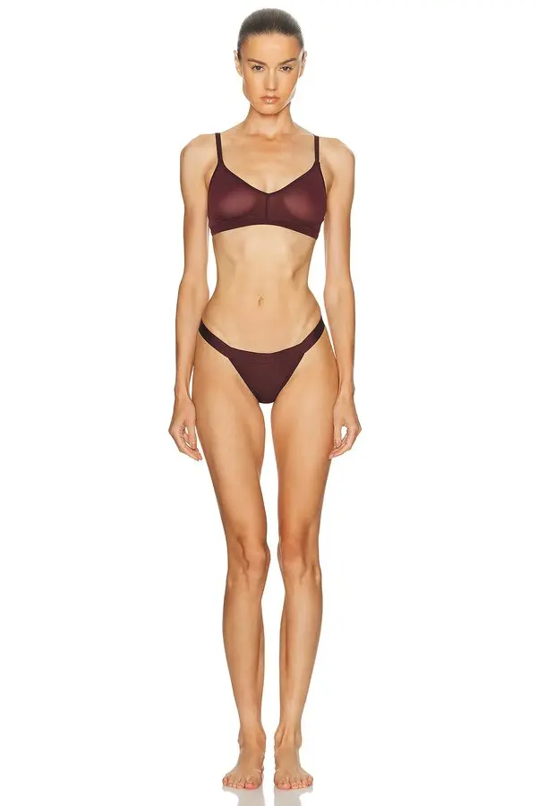NEGATIVE UNDERWEAR Sieve Thong In Burgundy - Garnet