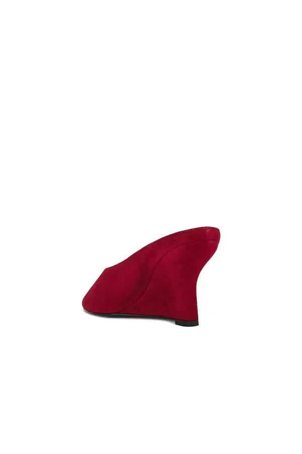TOTEME Peep Toe Velvet Wedge - Red