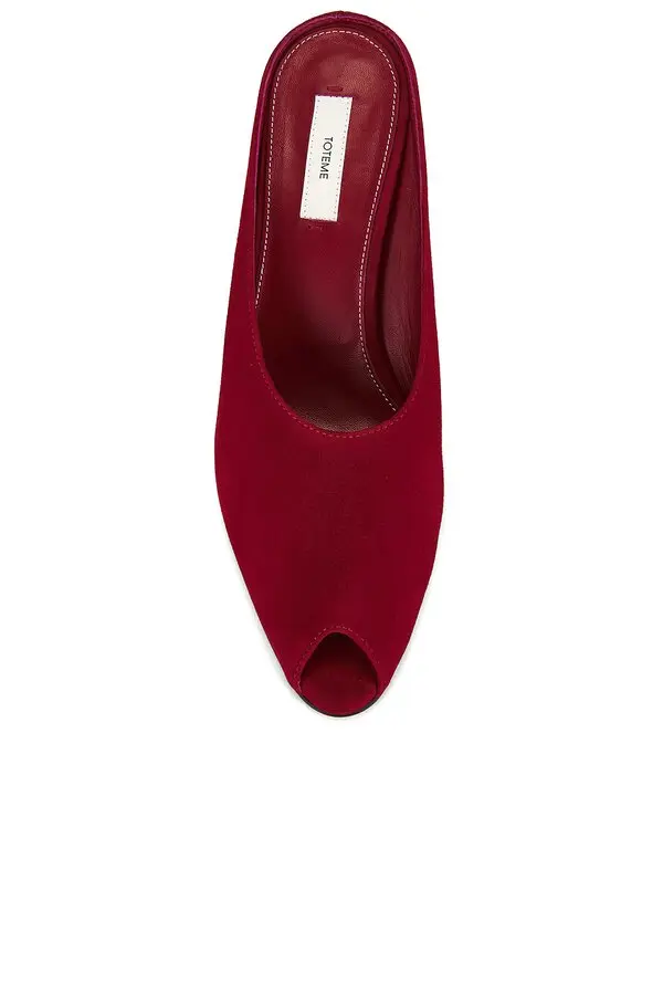 TOTEME Peep Toe Velvet Wedge - Red