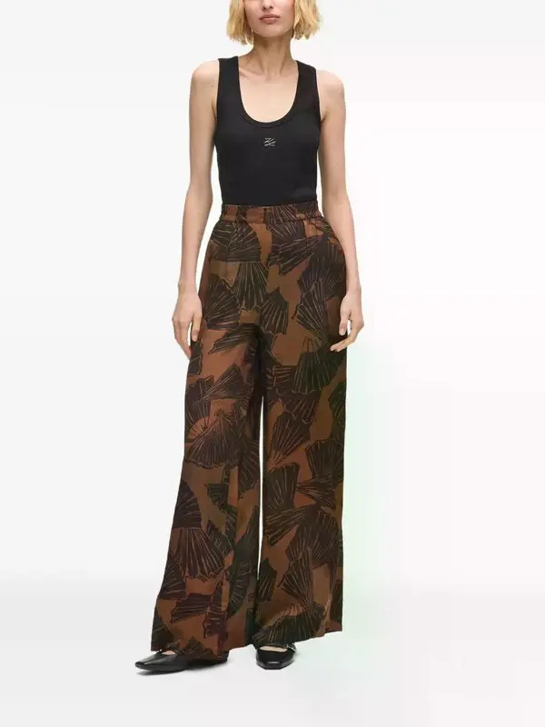 Karl Lagerfeld Fan Print Flared Trousers
