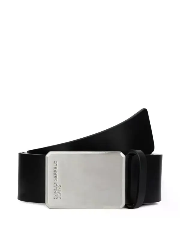 Karl Lagerfeld Logo-engraved Leather Belt - Black