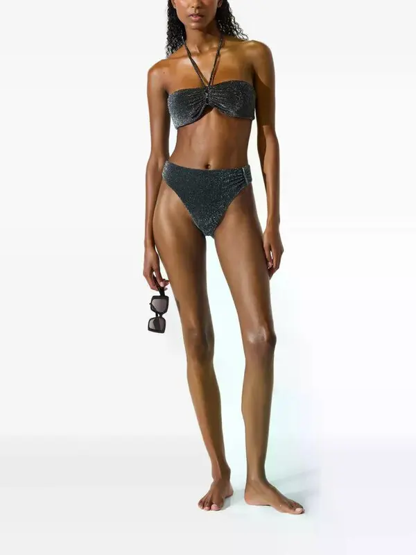 Karl Lagerfeld Metallic Bandeau Bikini Top - Black