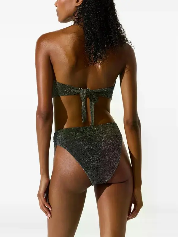 Karl Lagerfeld Metallic Bandeau Bikini Top - Black