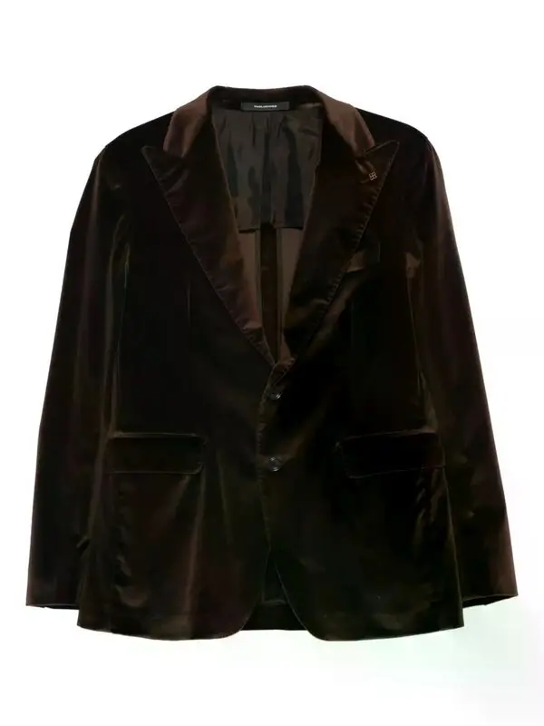 Tagliatore Notched Velvet Jacket - Brown