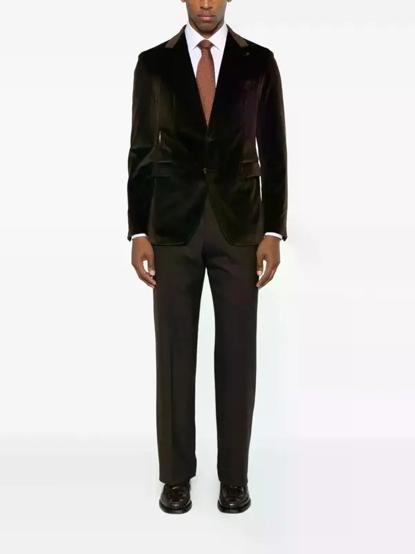 Tagliatore Notched Velvet Jacket - Brown