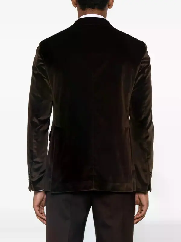 Tagliatore Notched Velvet Jacket - Brown