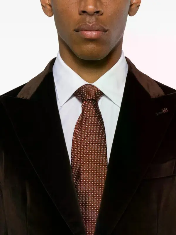 Tagliatore Notched Velvet Jacket - Brown