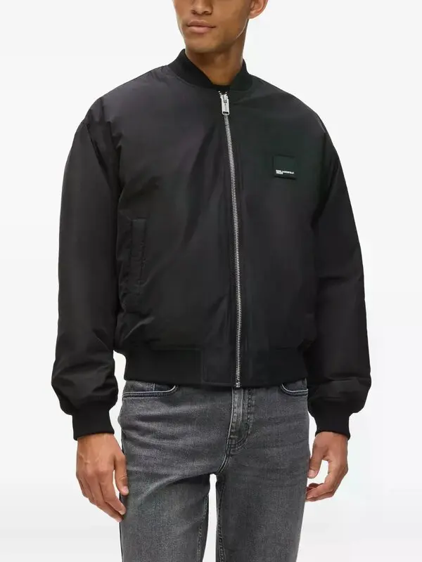 Karl Lagerfeld Zip-up Bomber Jacket With Logo Patch