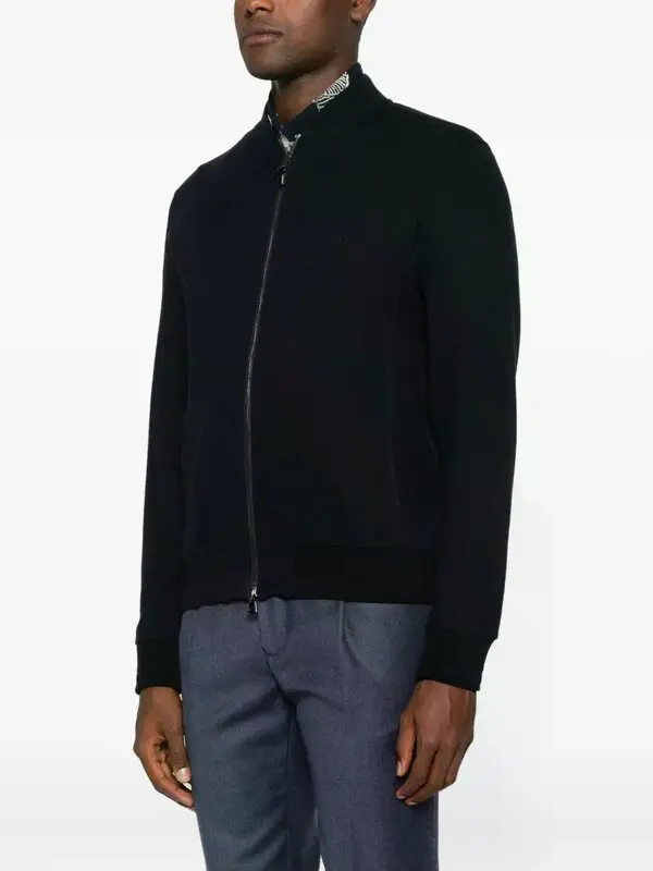 Canali Zip Cotton Jacket - Black