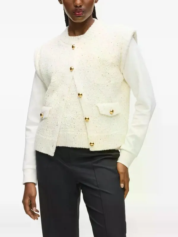 Karl Lagerfeld Bouclé Button Vest