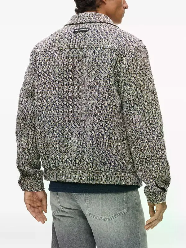 Karl Lagerfeld Zip-up Bouclé Tweed Jacket