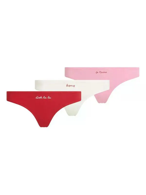 Karl Lagerfeld Embroidered-motif Thong - Red