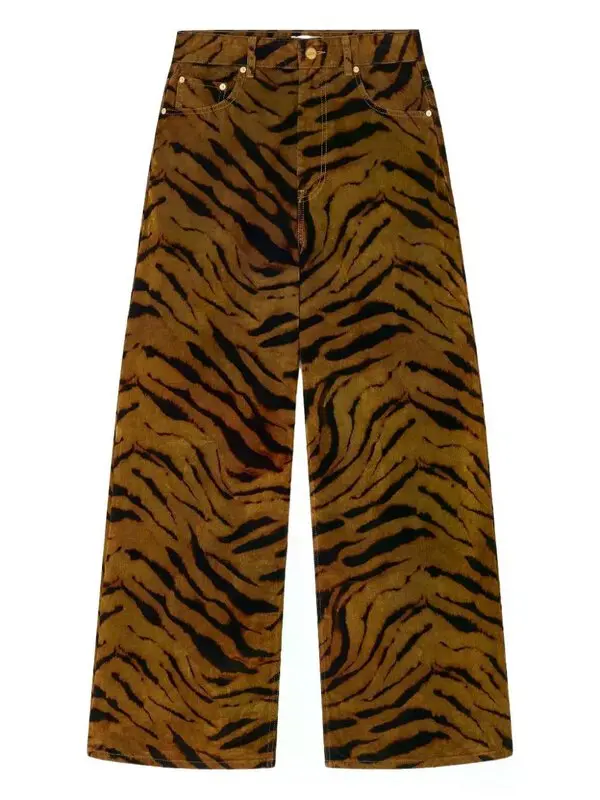 GANNI Zebra Print Straight Leg Jeans